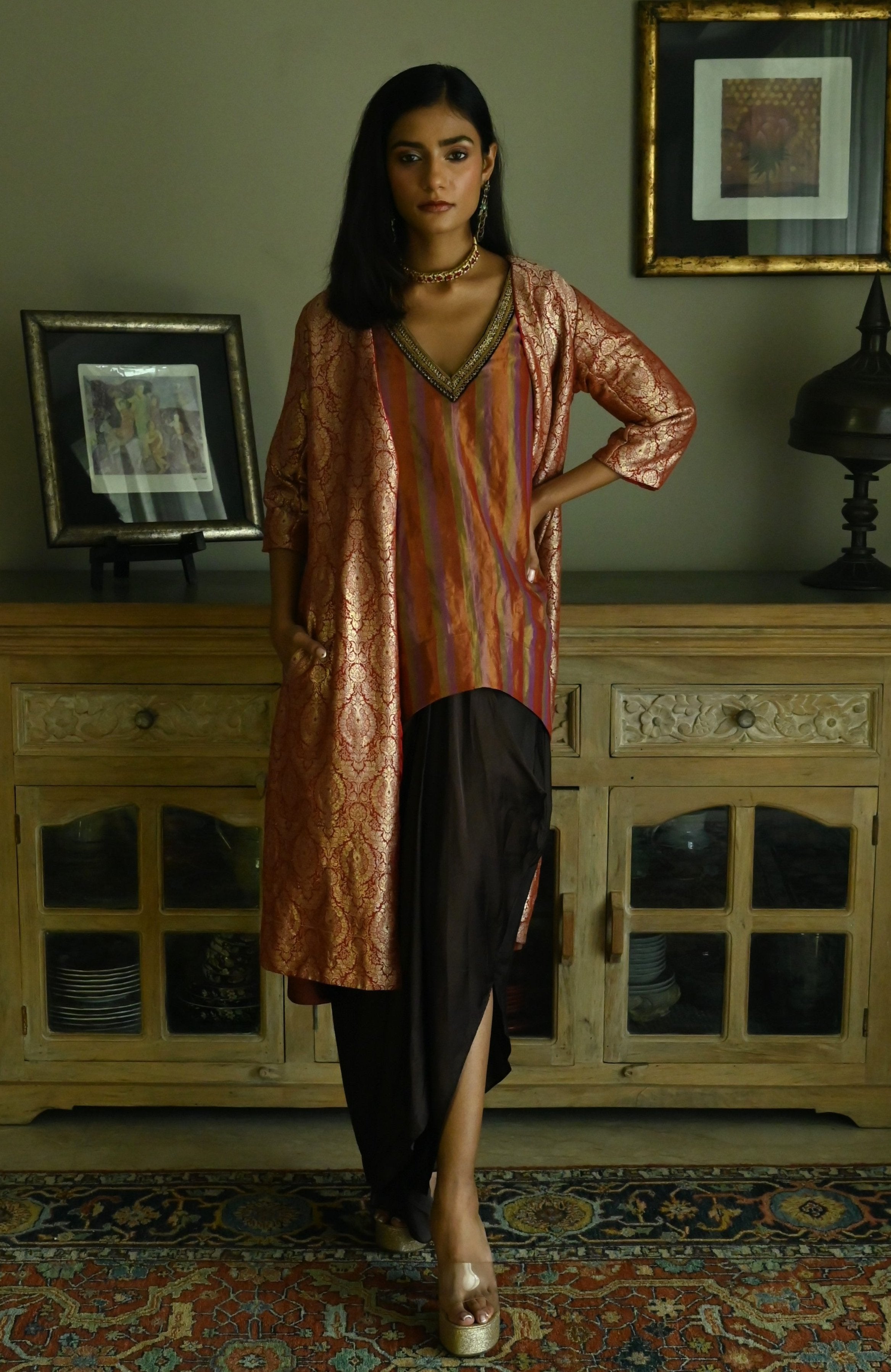 Judy Jacket in Red Brocade – Shorshe Clothing